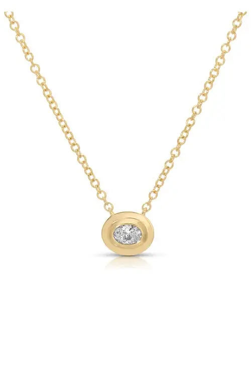 Ef Collection Oval Diamond Pendant Necklace - 14k Yellow Gold / Diamond