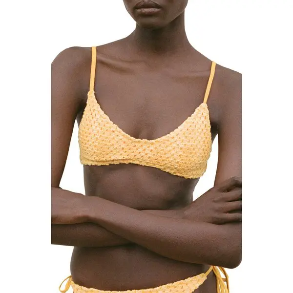 Mango Crochet Bikini Top - Pastel Yellow