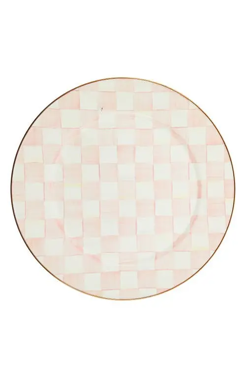 MACKENZIE-CHILDS Rosy Check Enameled Steel Serving Platter - Pink/ White