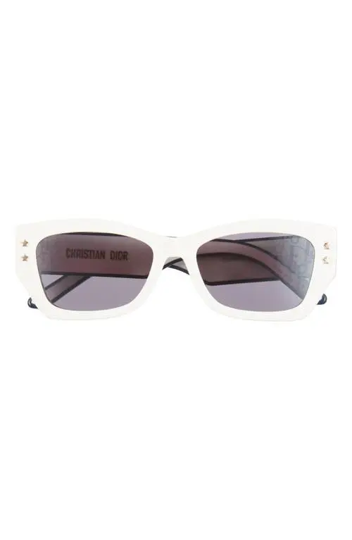 Dior Pacific S2u 53mm Rectangular Sunglasses - Ivory / Smoke Mirror