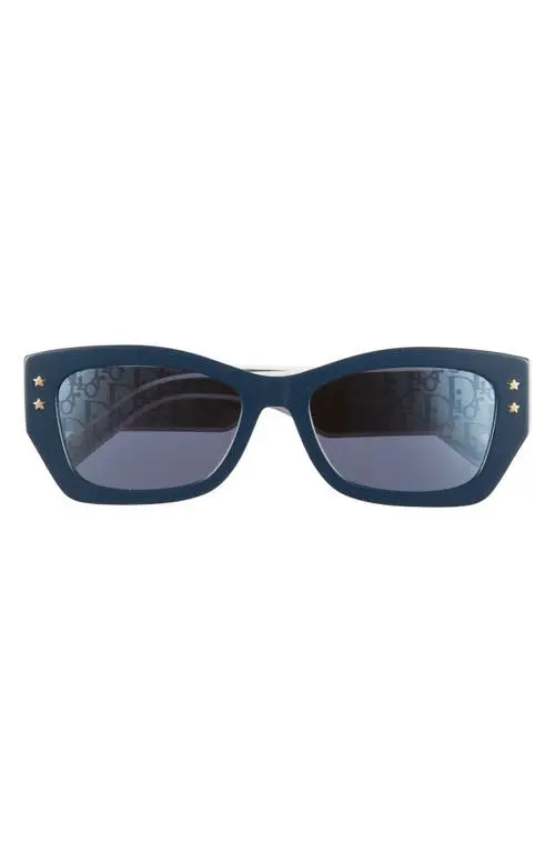 Dior Pacific S2u 53mm Rectangular Sunglasses - Shiny Blue / Smoke Mirror