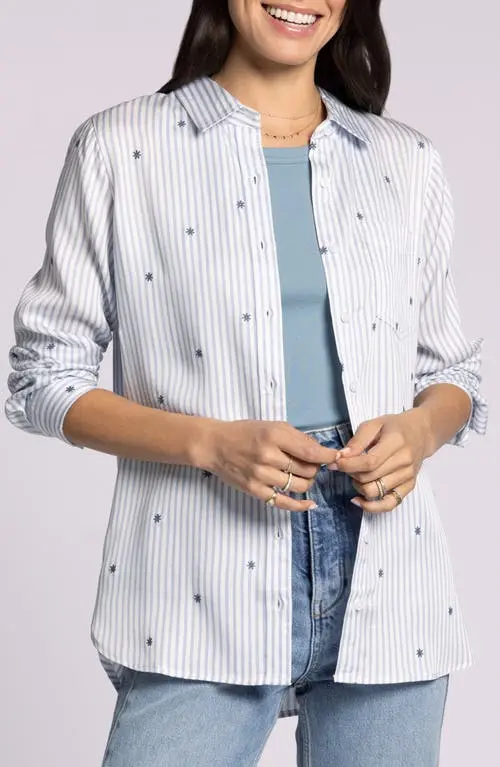 THREAD & SUPPLY Embroidered Striped Button-up Shirt - Daisy Stripe