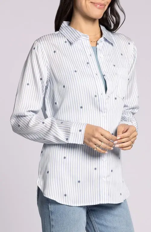 THREAD & SUPPLY Embroidered Striped Button-up Shirt