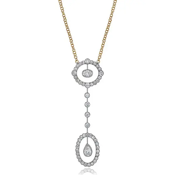 MINDI MOND Double Floating Diamond Pendant Platinum Necklace - Plat 18kyg