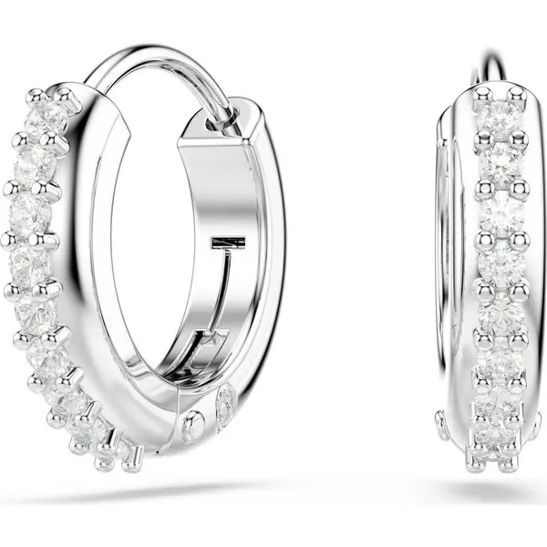SWAROVSKI Matrix Mini Hoop Earrings - White/ Silver