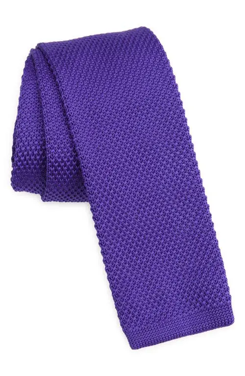 CLIFTON WILSON Royal Knit Silk Tie - Purple