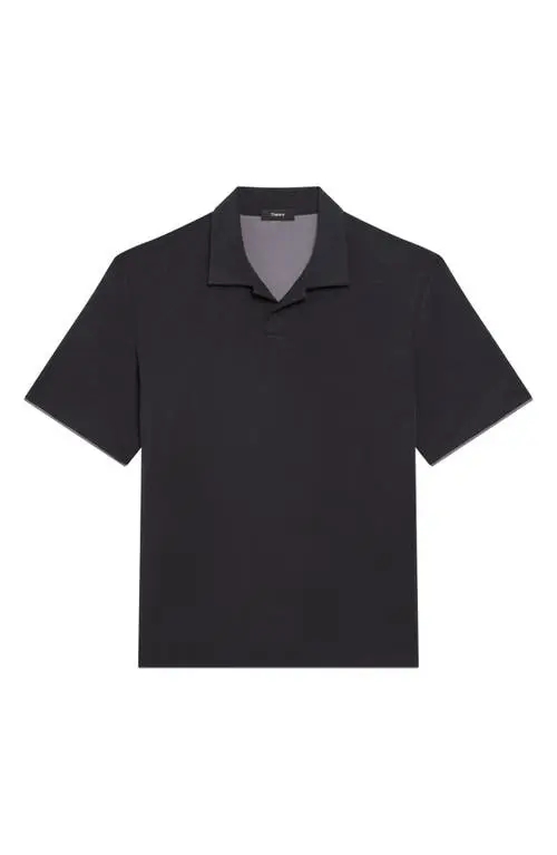 Theory Layered Pima Cotton Polo - Black/ Carbon