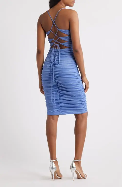 JUMP APPAREL Glitter Ruched Lace-back Body-con Dress