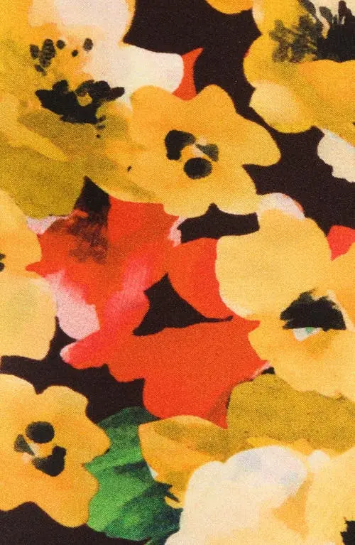 CLIFTON WILSON Orange Floral Silk Pocket Square - Yellow