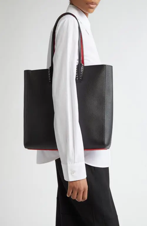 CHRISTIAN LOUBOUTIN Cabata Soft Calfskin Leather Tote Bag - Black/ Gunmetal