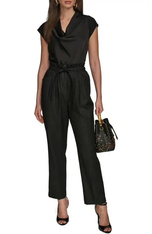 Donna Karan New York Paperbag Waist Linen Blend Pants