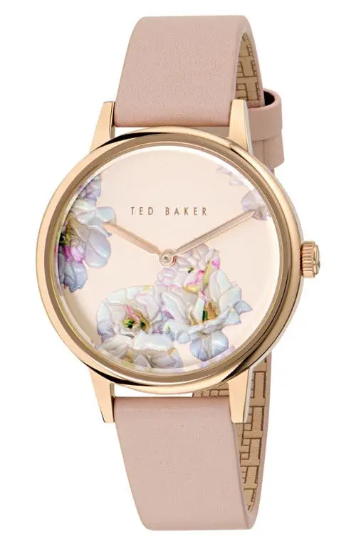 Ted Baker London Phylipa Leather Strap Watch - Pink