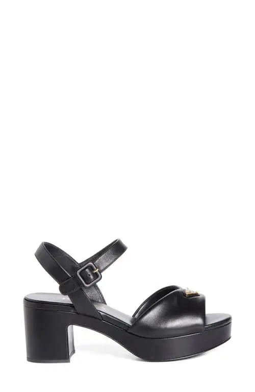 Prada Logo Platform Sandal - Nero