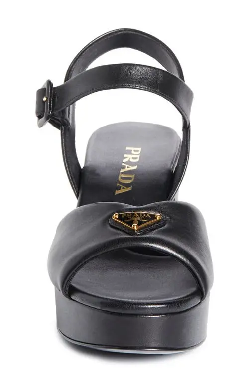 Prada Logo Platform Sandal - Nero
