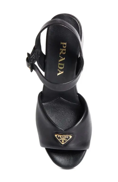 Prada Logo Platform Sandal - Nero