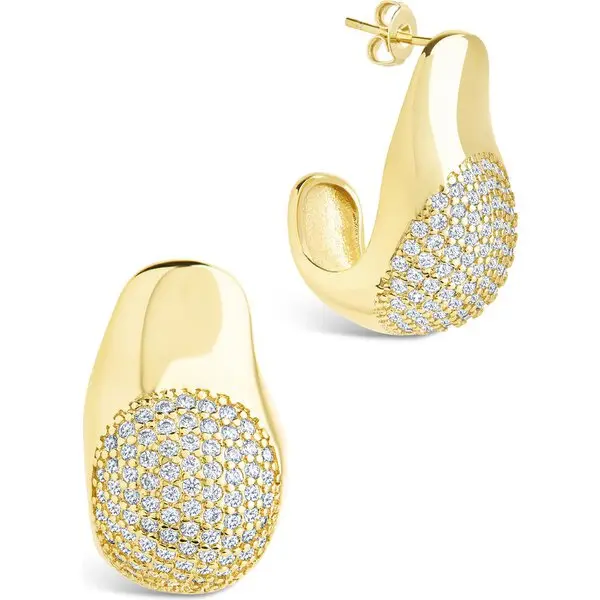 Sterling Forever Wesley Pavé Cubic Zirconia Hoop Earrings - Gold