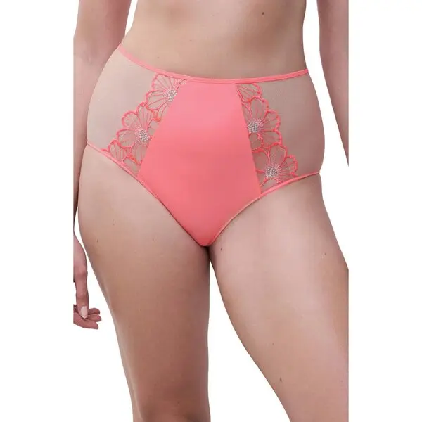Chantelle Embroidered High Waist Briefs - Bubblegum