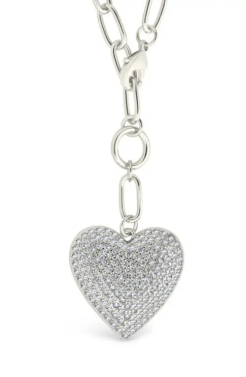 Sterling Forever Disco Heart Pendant Necklace - Silver