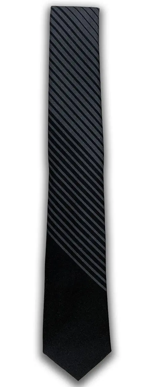 BROOKLYN BRIGADE Variegated Stripe Cotton Tie - Black/grey