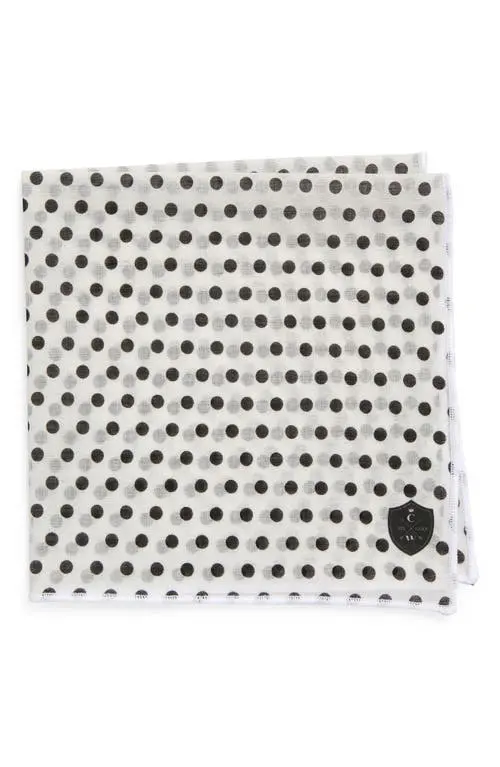 CLIFTON WILSON Polka Dot Cotton Pocket Square - White