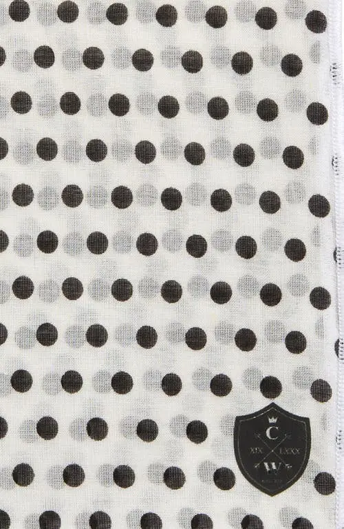 CLIFTON WILSON Polka Dot Cotton Pocket Square - White