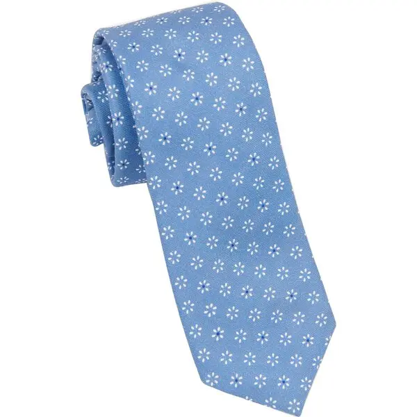 BROOKLYN BRIGADE Geo Flower Cotton Tie - Blue