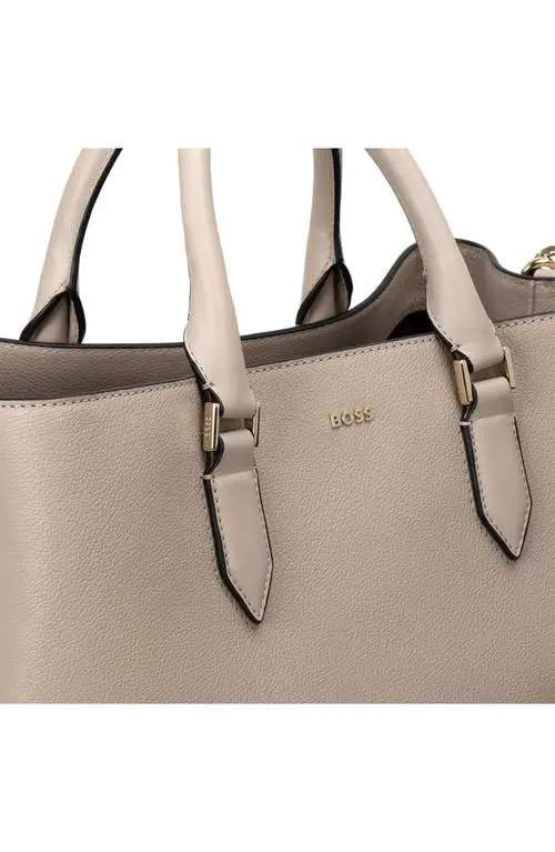 BOSS Alyce Leather Tote - Light Beige