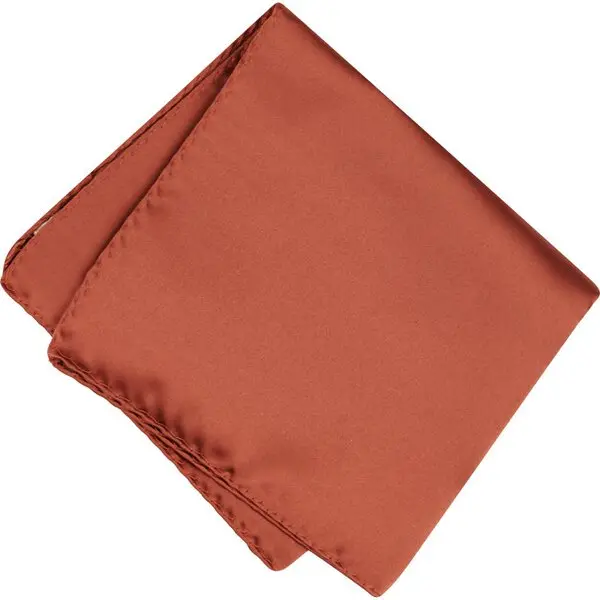 BROOKLYN BRIGADE Solid Satin Pocket Square - Terracotta