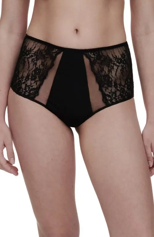 Chantelle High Waist Lace Inset Briefs - Black