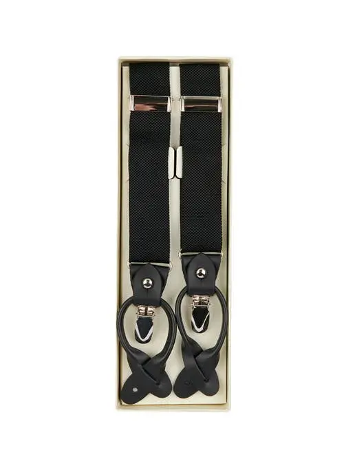 BROOKLYN BRIGADE Adjustable Solid Web Suspenders - Black