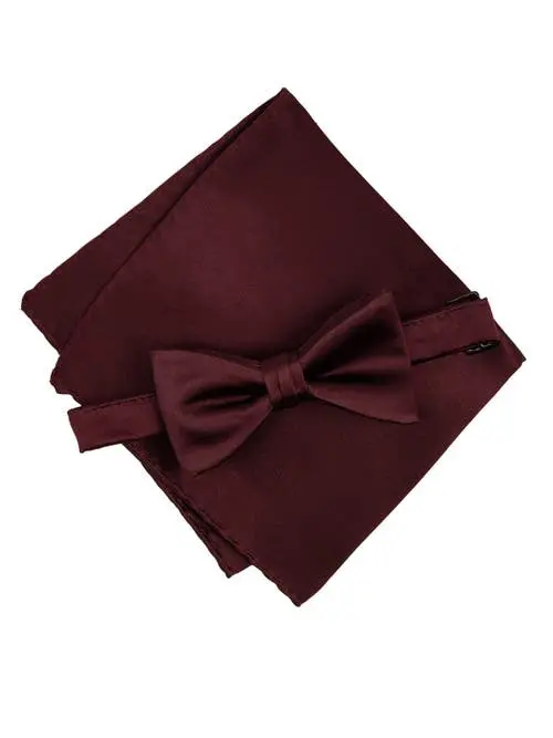 BROOKLYN BRIGADE Satin Pre-tied Bow Tie - Cabernet