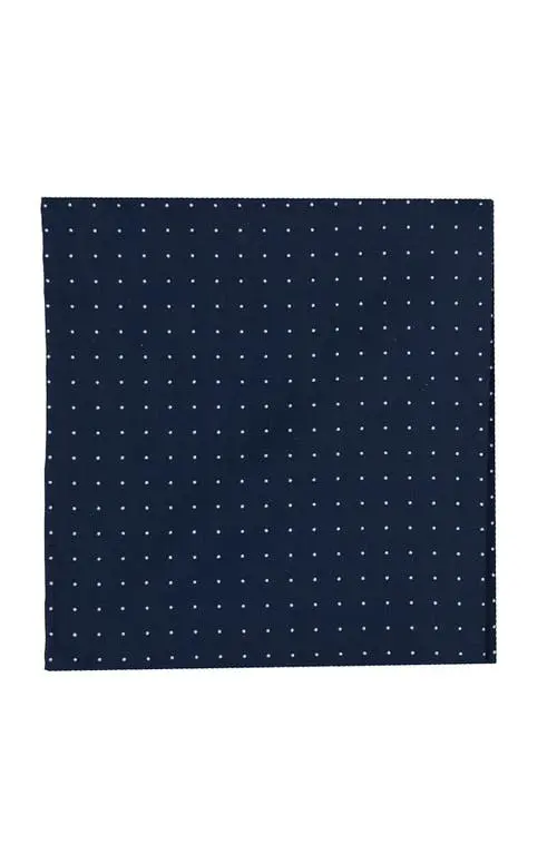 BROOKLYN BRIGADE Dot Cotton Pocket Square - Navy