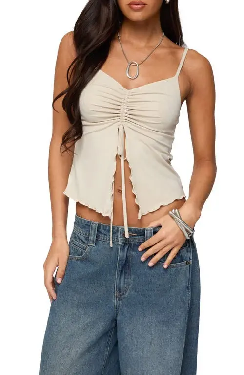 EDIKTED Landon Drawstring Split Front Camisole - Stone