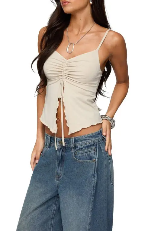 EDIKTED Landon Drawstring Split Front Camisole - Stone