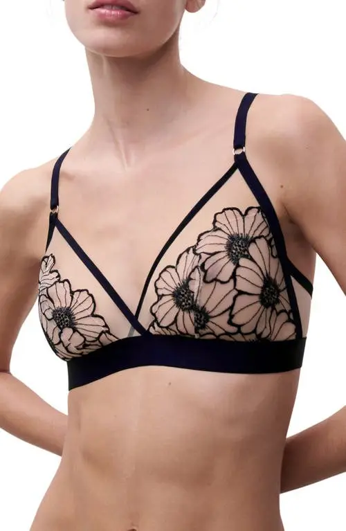 Chantelle Embroidered Wireless Bra - Black/ Rose