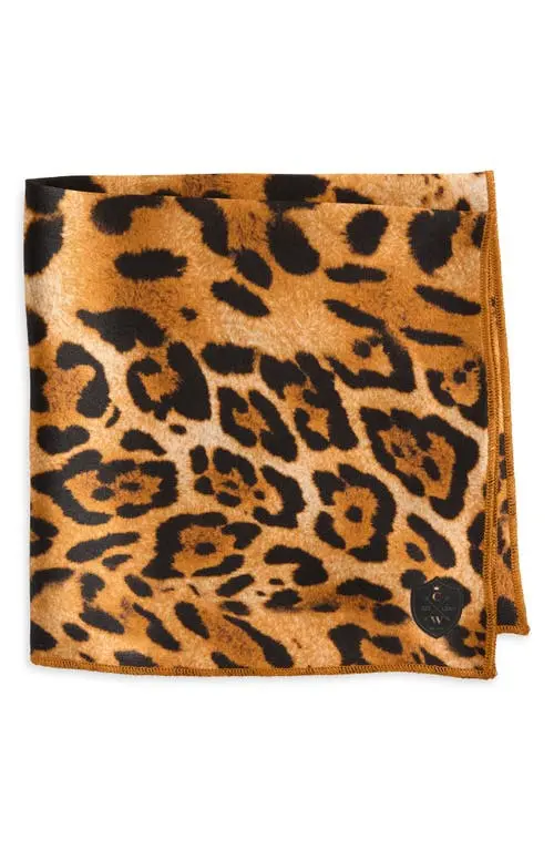 CLIFTON WILSON Leopard Print Silk Pocket Square - Brown