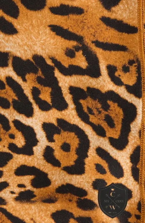 CLIFTON WILSON Leopard Print Silk Pocket Square - Brown