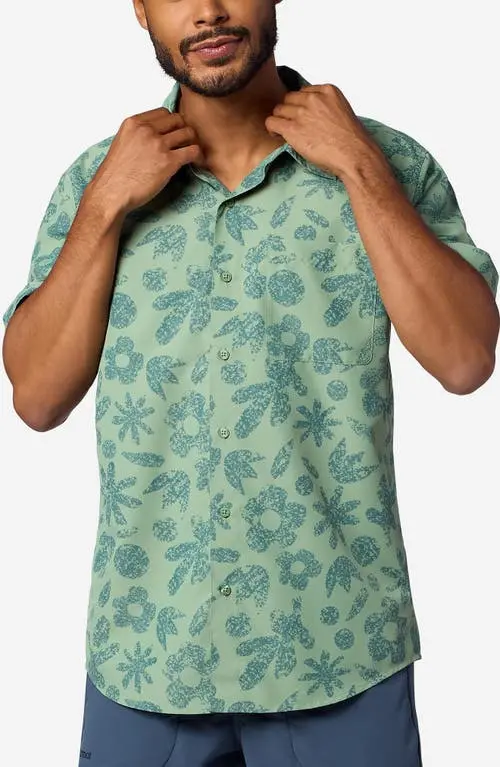 MARMOT Airexchange Upf Short Sleeve Button-up Shirt - Agate Green Granite Flower