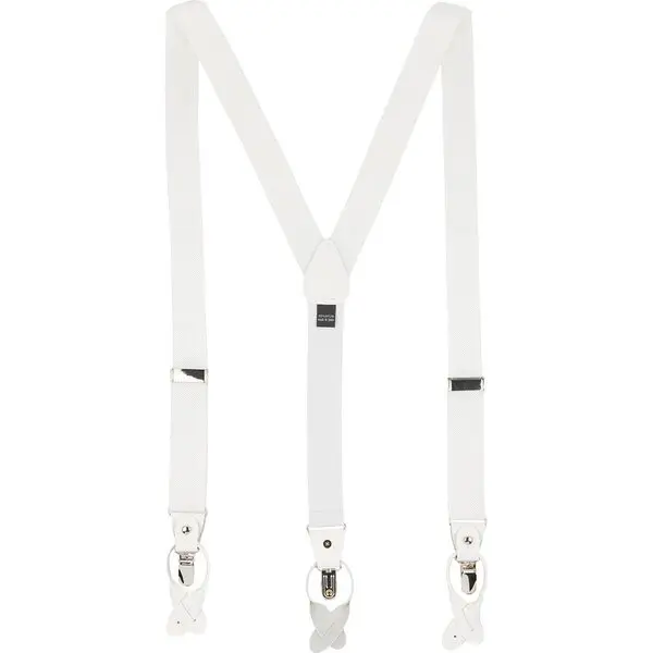BROOKLYN BRIGADE Adjustable Solid Web Suspenders - White