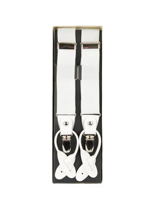 BROOKLYN BRIGADE Adjustable Solid Web Suspenders - White
