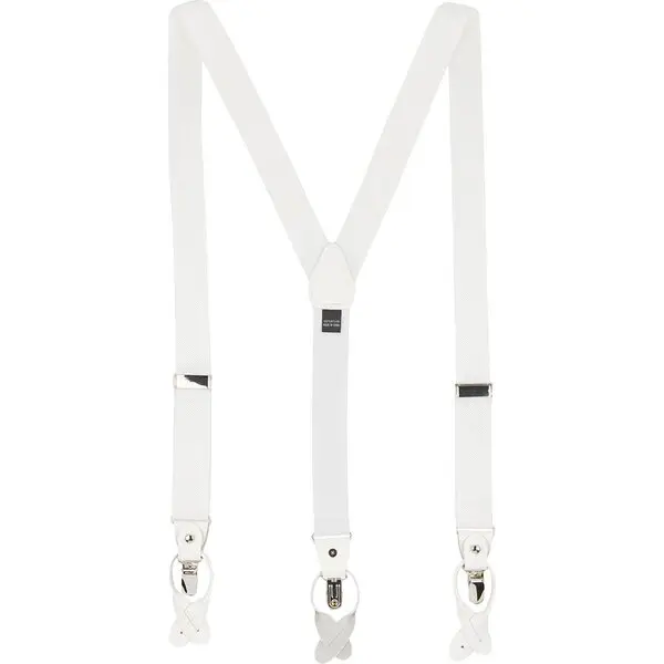 BROOKLYN BRIGADE Adjustable Solid Web Suspenders - White