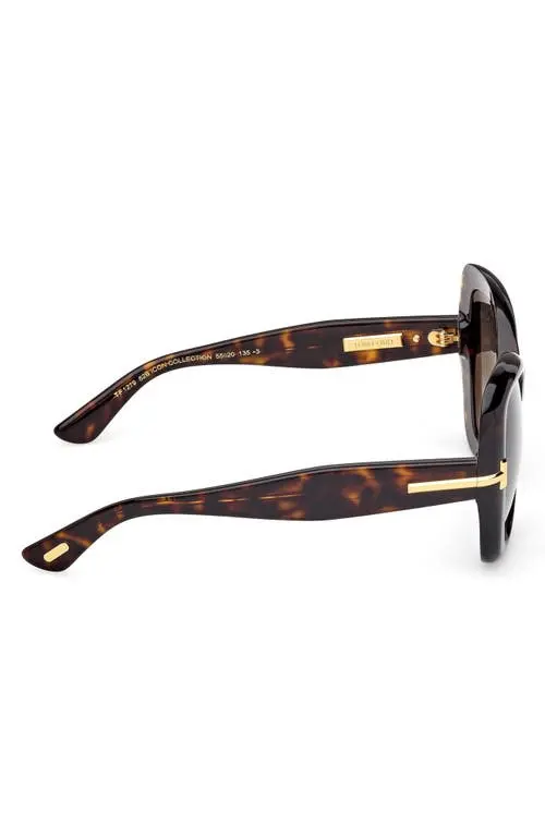 TOM FORD 55mm Butterfly Sunglasses - Havana Beveled/ Smoke