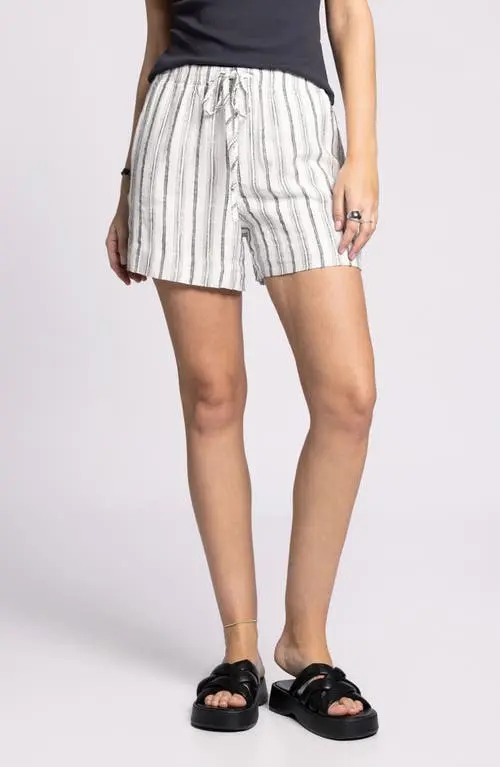 THREAD & SUPPLY Striped Drawstring Shorts - White Black