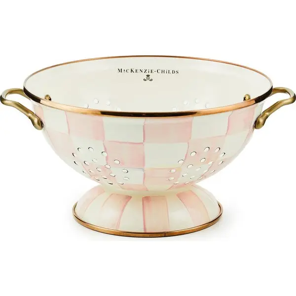 MACKENZIE-CHILDS Rosy Check Large Colander - Pink/ White