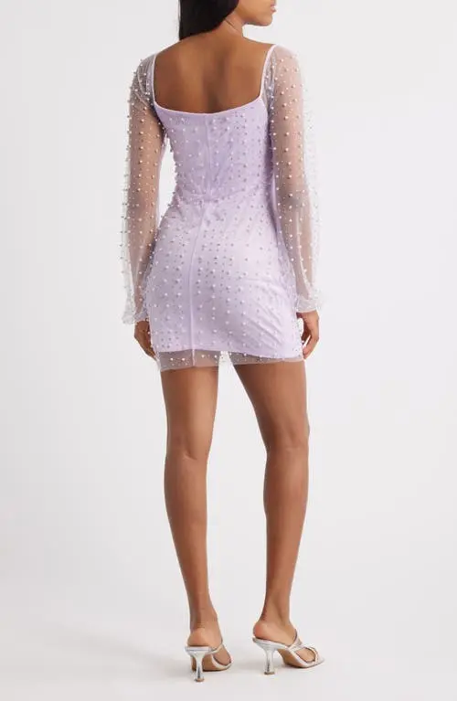 JUMP APPAREL Beaded Rhinestone Long Sleeve Minidress