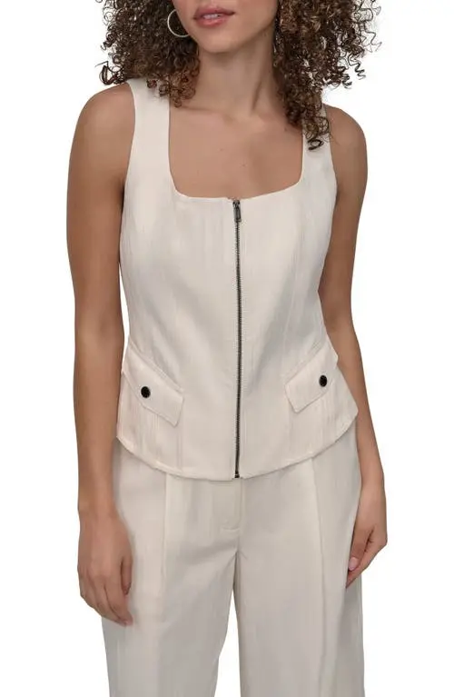 Dkny Sleeveless Twill Top - Coconut