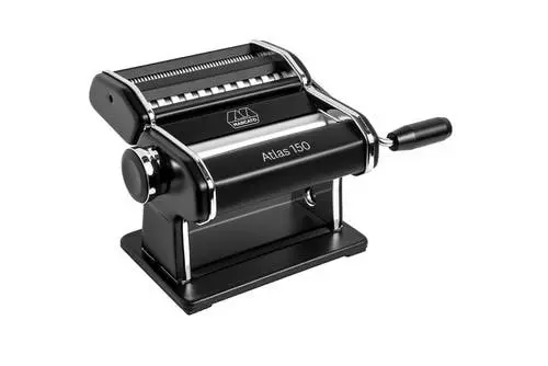 MARCATO Atlas 150 Pasta Machine With Cutter, Hand Crank, And Instructions - Black