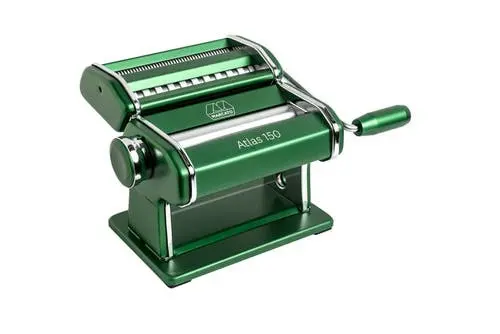 MARCATO Atlas 150 Pasta Machine With Cutter, Hand Crank, And Instructions - Green