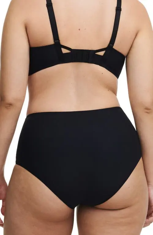 Chantelle Lace Trim High Waist Briefs - Black
