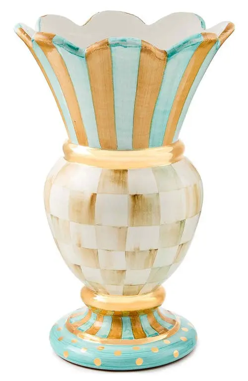 MACKENZIE-CHILDS Parchment Check Great Ceramic Vase